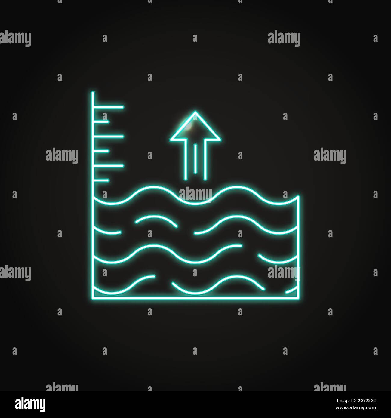 Neon sea level rise icon in line style. Vector illustration Stock ...