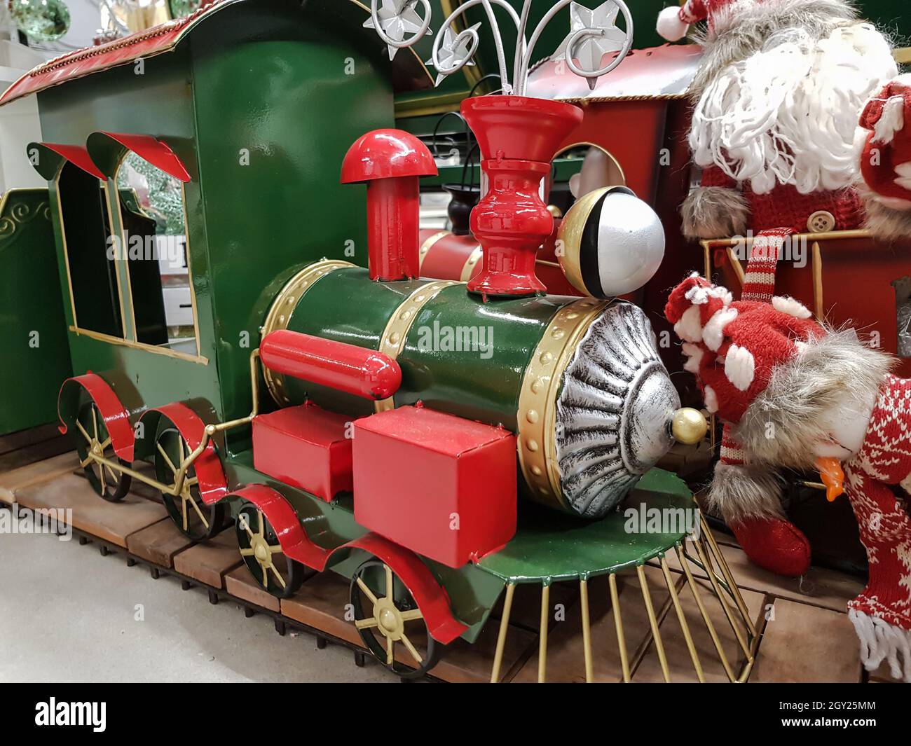 Christmas decorative train Stock Photo - Alamy