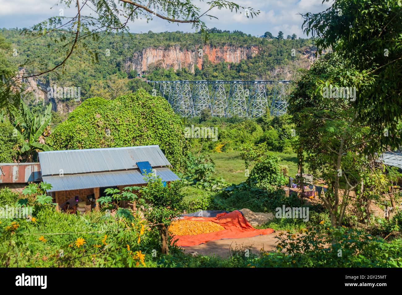 Gokteik viaduct on the railway line Mandalay - Hsipaw, Myanmar Stock ...