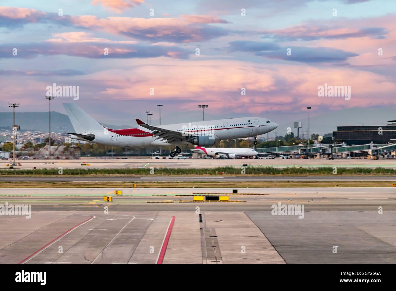 Plane taking off sunset from hi-res stock photography and images - Alamy