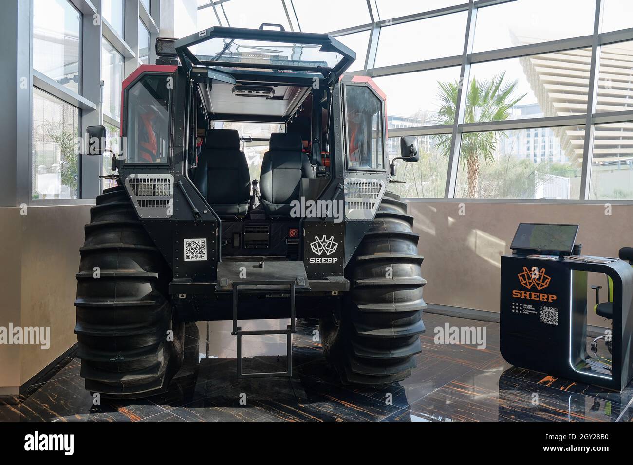 SHERP all-terrain rescue vehicle exhibition inside the Ukraine Pavilion ...