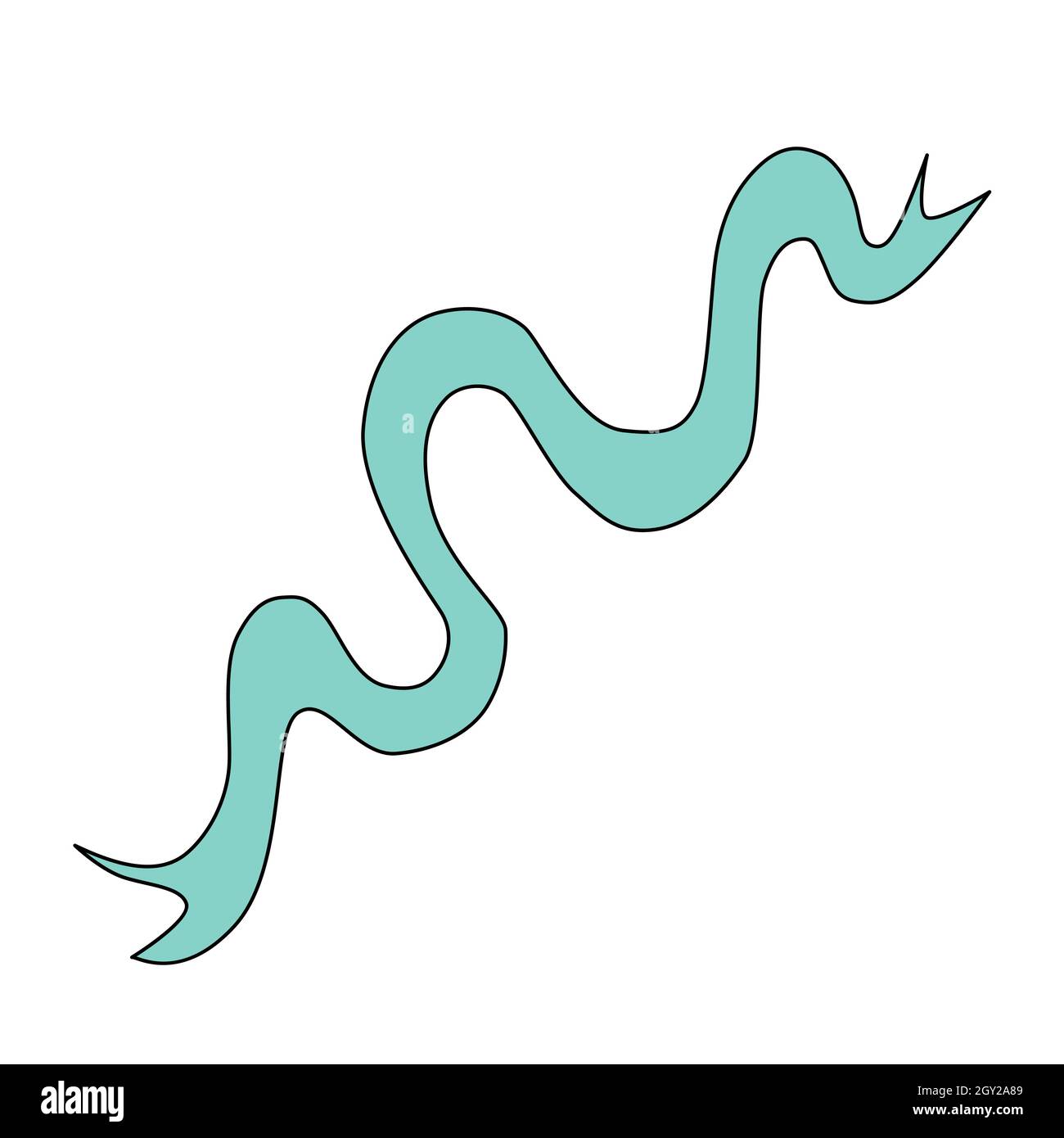 Blue ribbon in cartoon style. Tape for rhythmic gymnastics or holiday ...