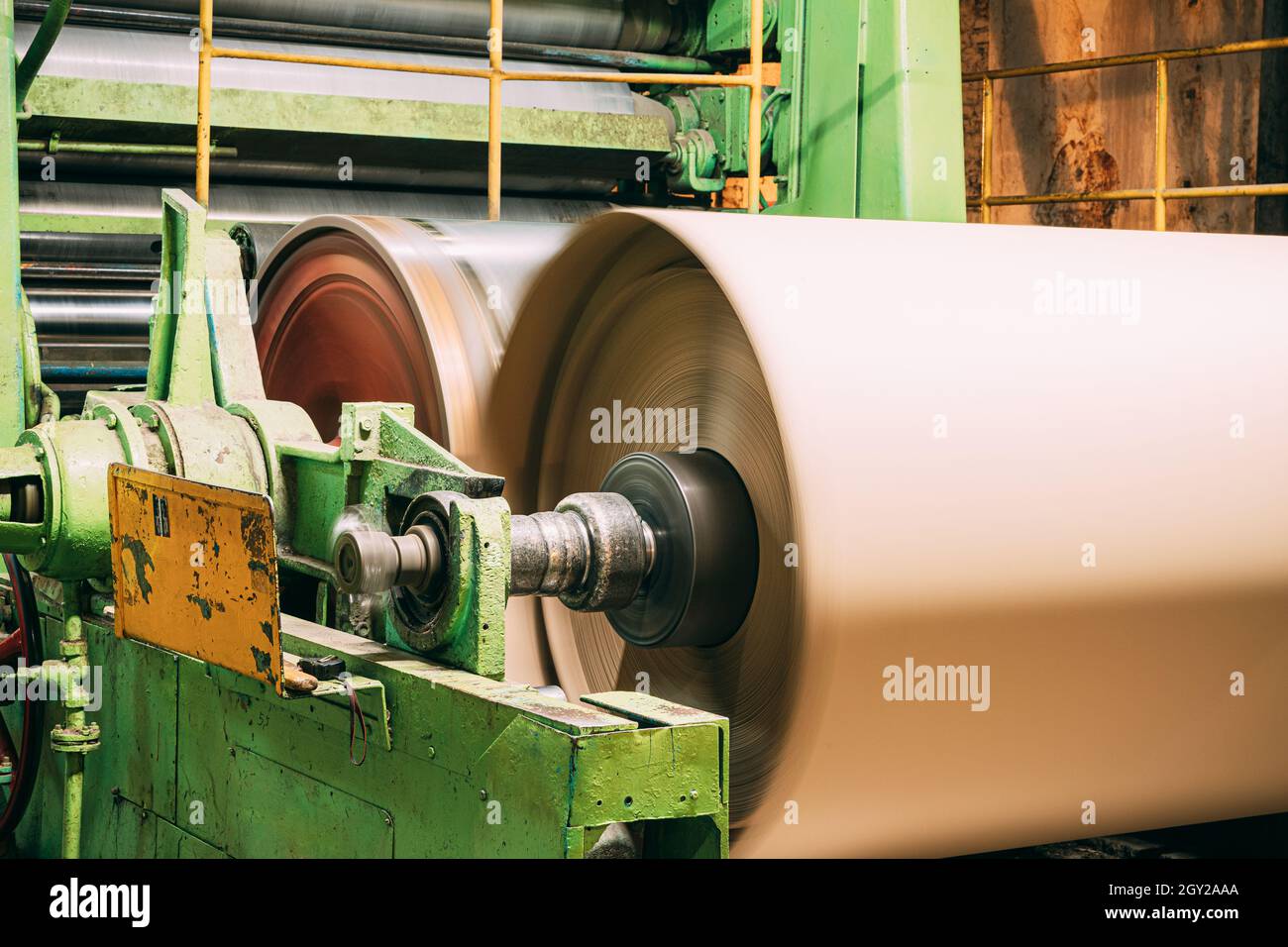 Paper Cutting Machine At Paper Mill. Detail Stock Photo - Alamy