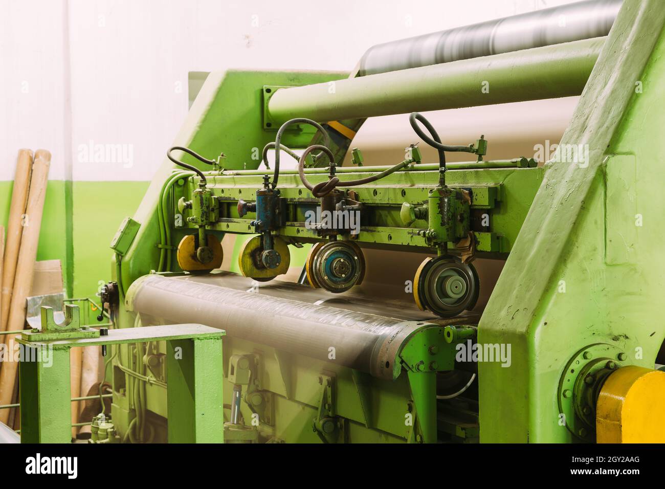 Paper Cutting Machine At Paper Mill. Close Up Stock Photo - Alamy
