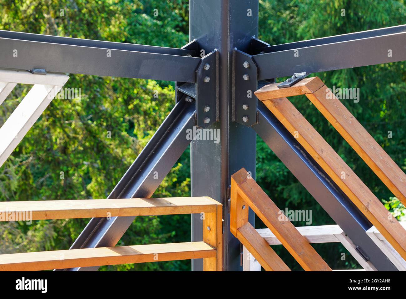 a fragment of the structure of a new modern metal observation tower ...