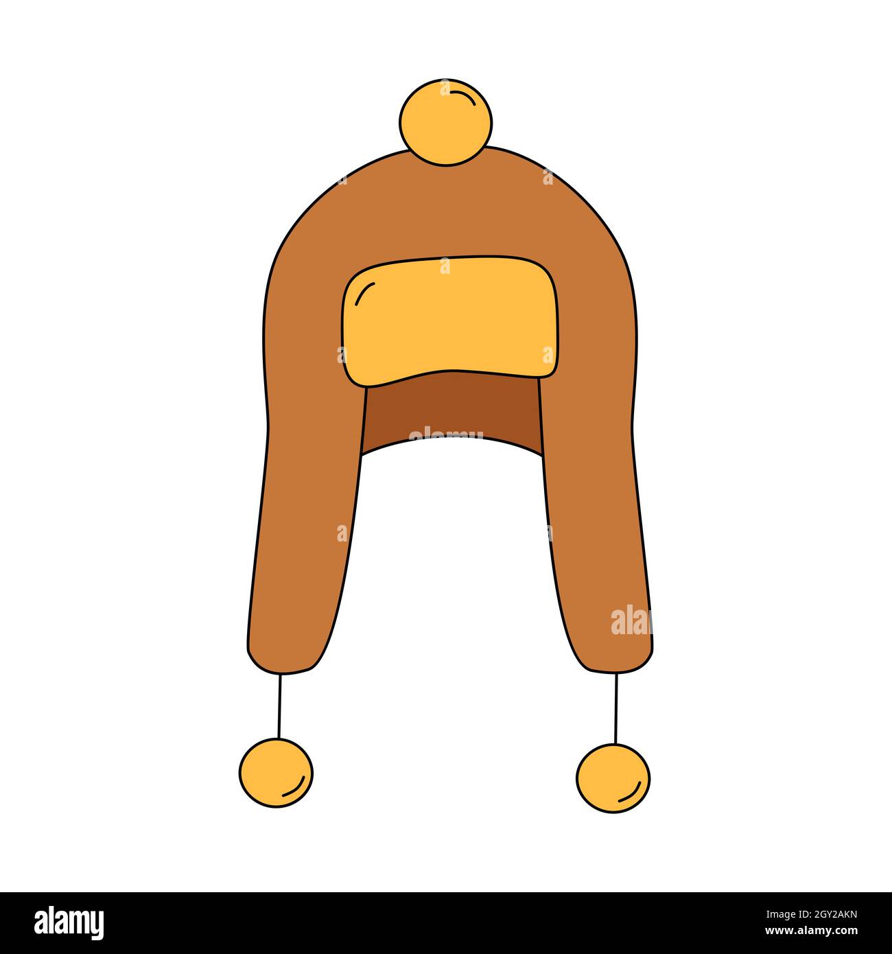 Cartoon winter hat with ear flaps. Vector illustration of cute headwear ...