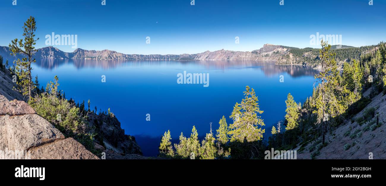 Panoramic view over the Crater Lake, Crater Lake National Park Oregon ...