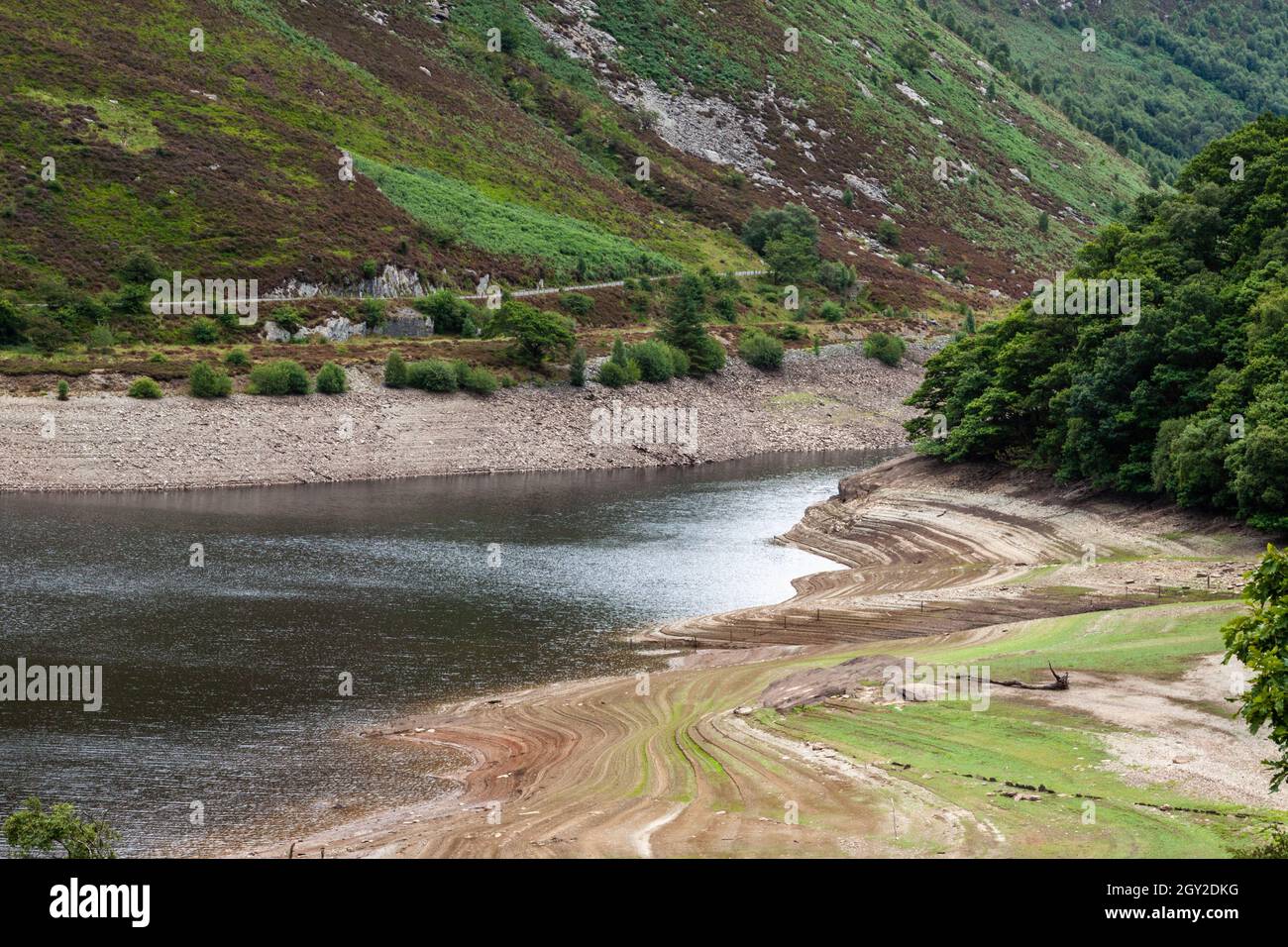 Low water levels at Elan Valley reservoir Wales UK Stock Photo - Alamy