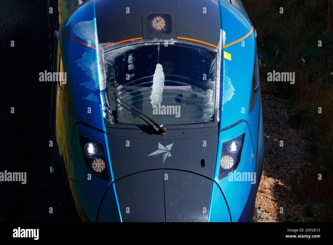 An Azuma train in Leeds using the screenwash and windscreen wipers ...