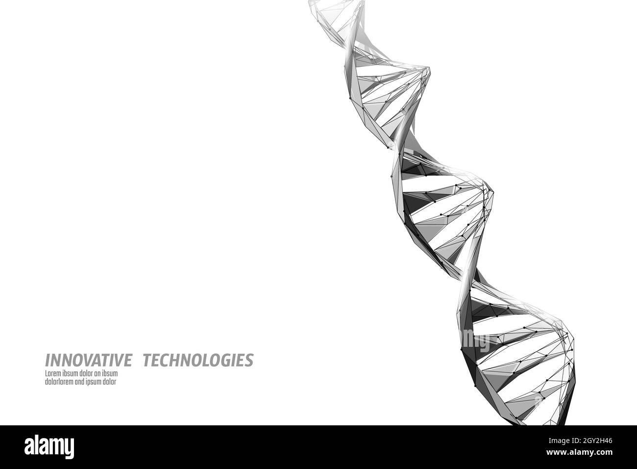 DNA 3D chemical molecule structure low poly. Polygonal triangle point ...
