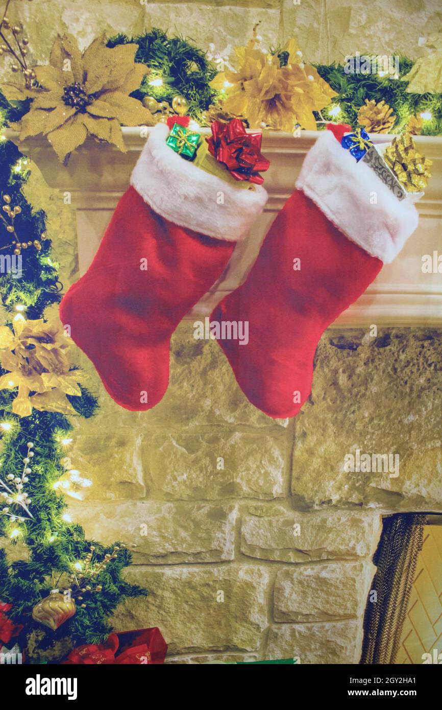 Christmas stockings hung by the fire Stock Photo - Alamy