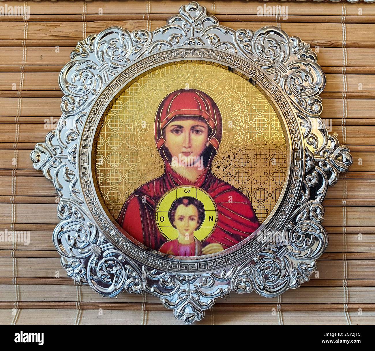REGHIN, ROMANIA - Sep 12, 2021: An icon representing the mother of the ...