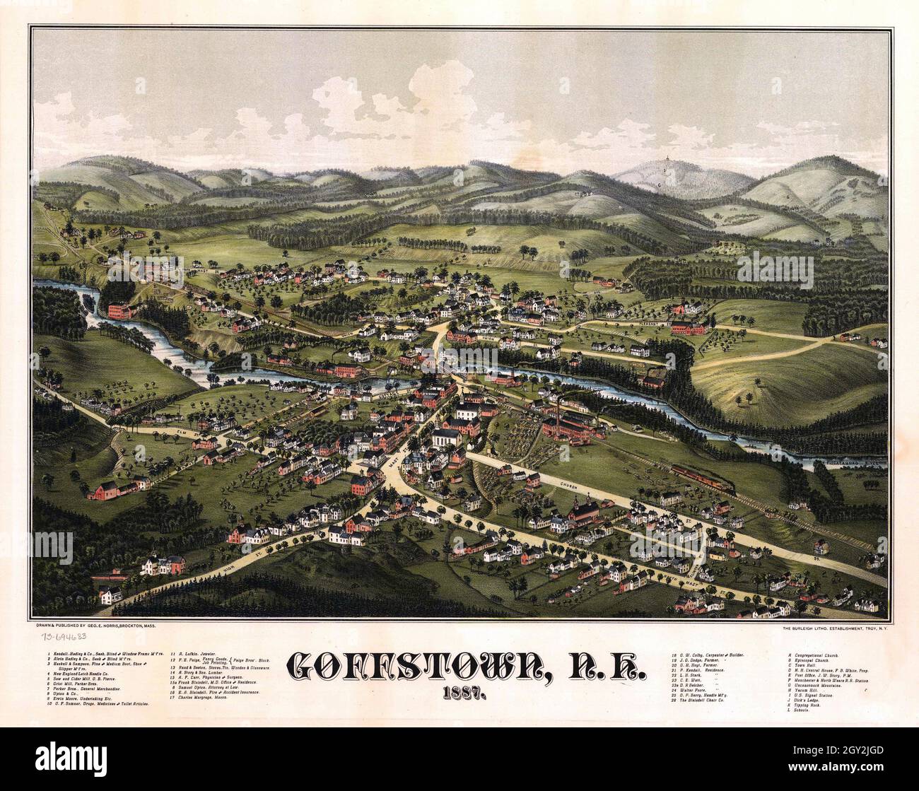 Old map of Goffstown N.H., a town in New Hampshire Stock Photo - Alamy