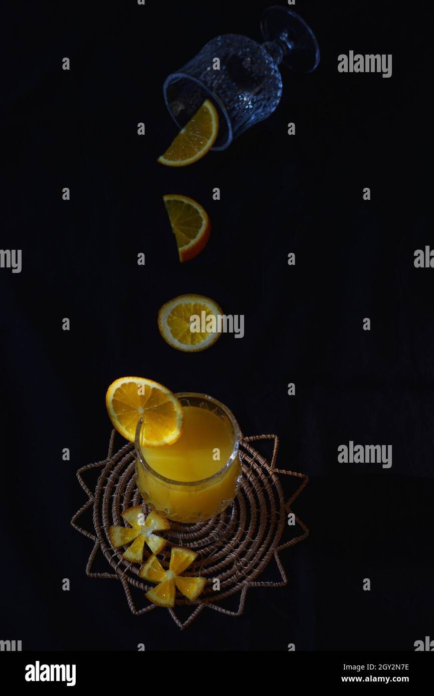 Orange juice decoration Stock Photo - Alamy
