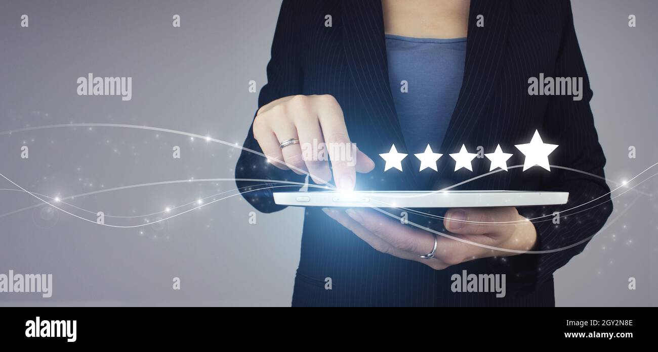 Increase rating or ranking, evaluation and classification idea. White ...