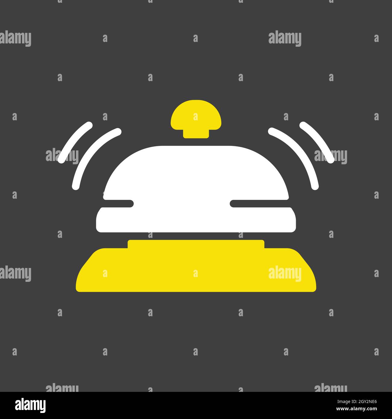 Counter bell, hotel, service vector glyph icon on dark background ...