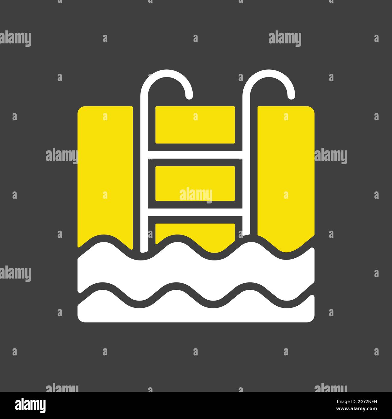 Swimming pool flat vector glyph icon on dark background. Graph symbol ...