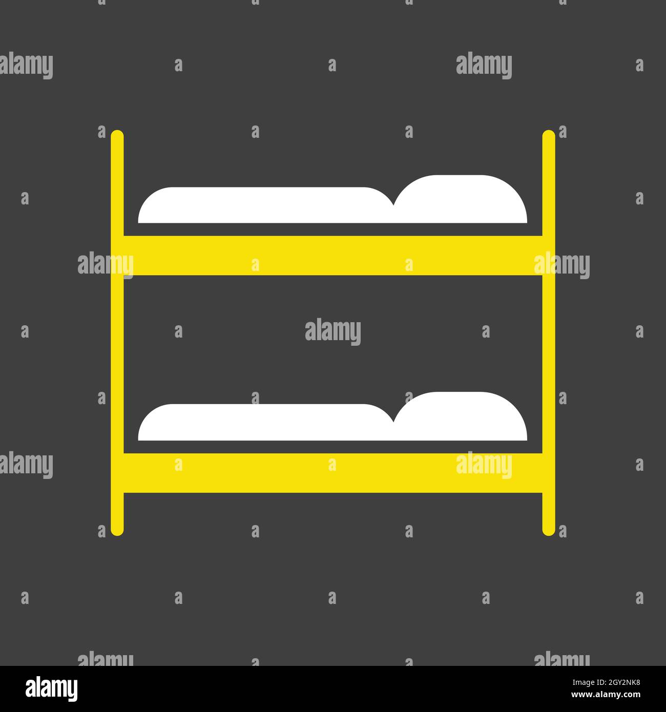 Bunk bed flat vector glyph icon on dark background. Graph symbol for ...