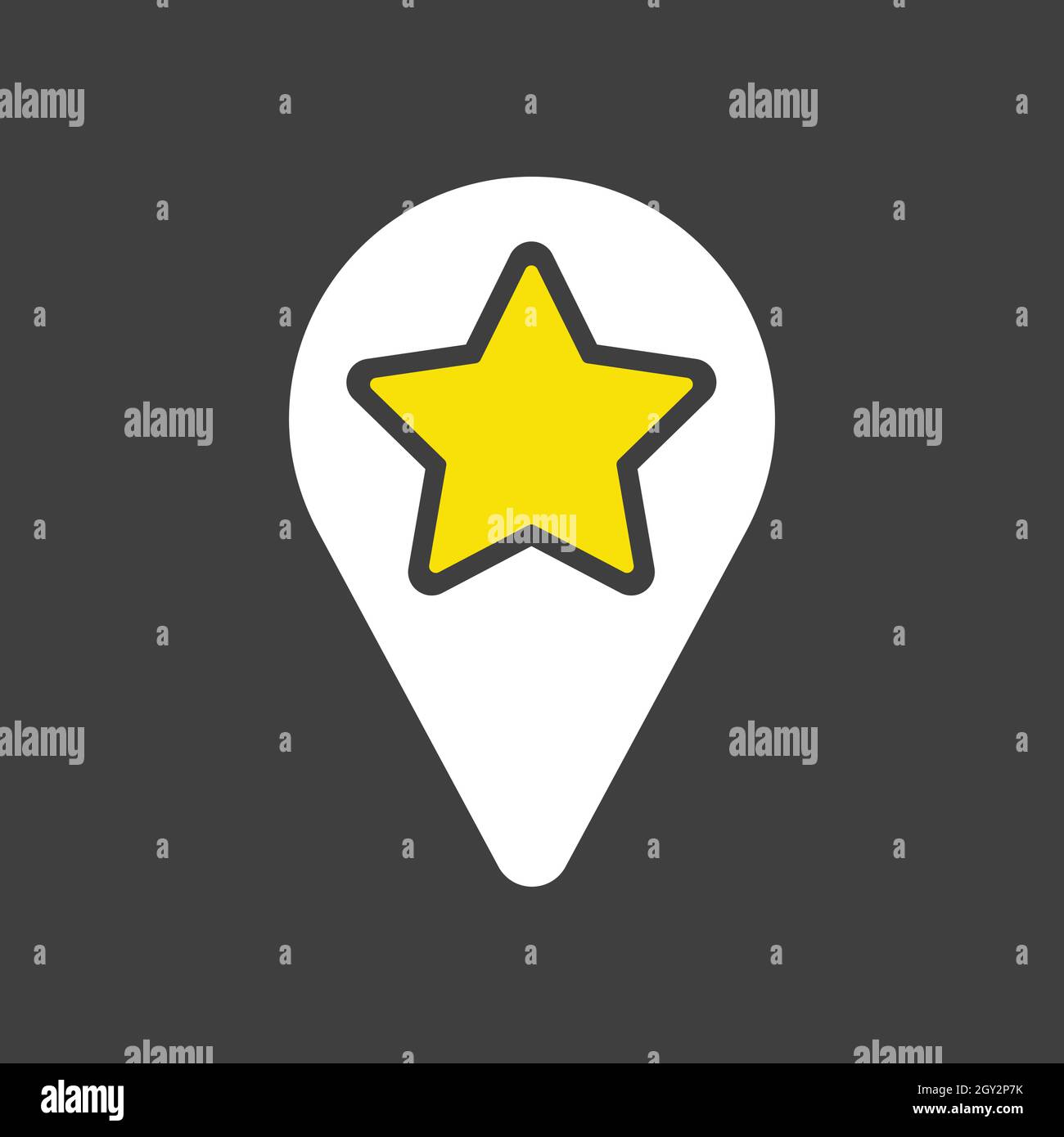 Star favorite pin map glyph icon on dark background. Map pointer. Map ...