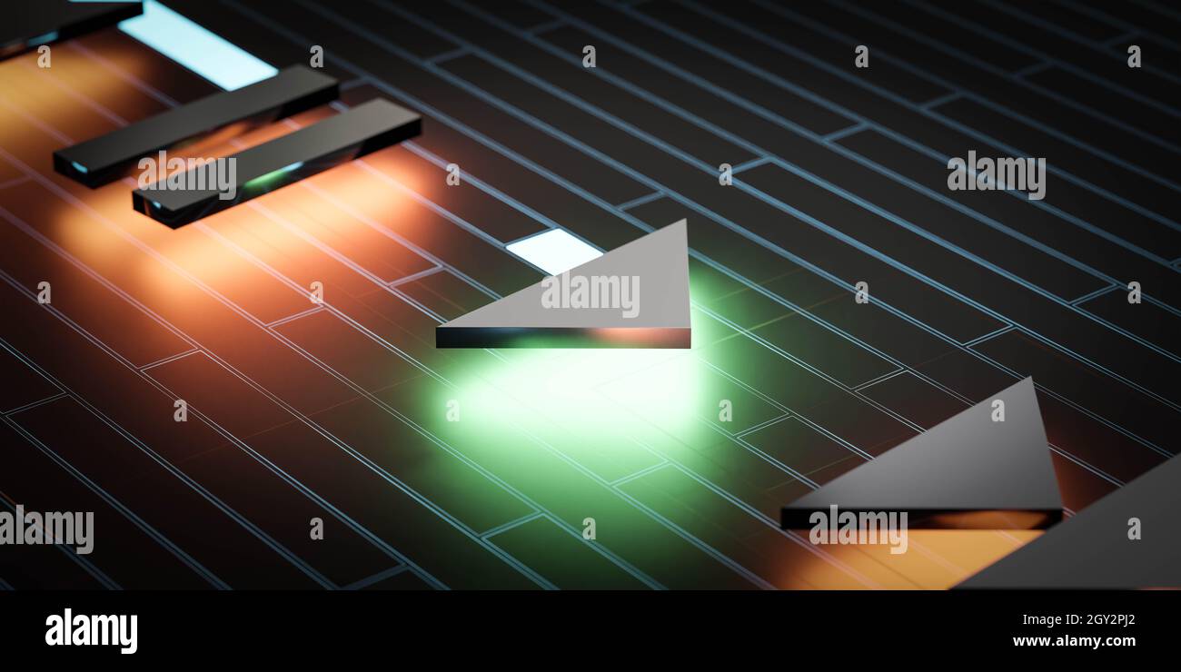 play pause skip hifi vcr media player control buttons neon 3d render ...