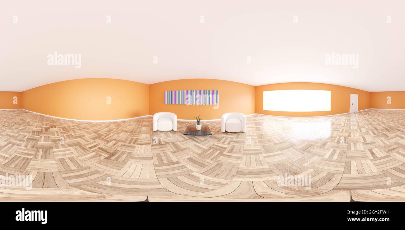 full 360 degree panorama environment map of modern orange appartment ...