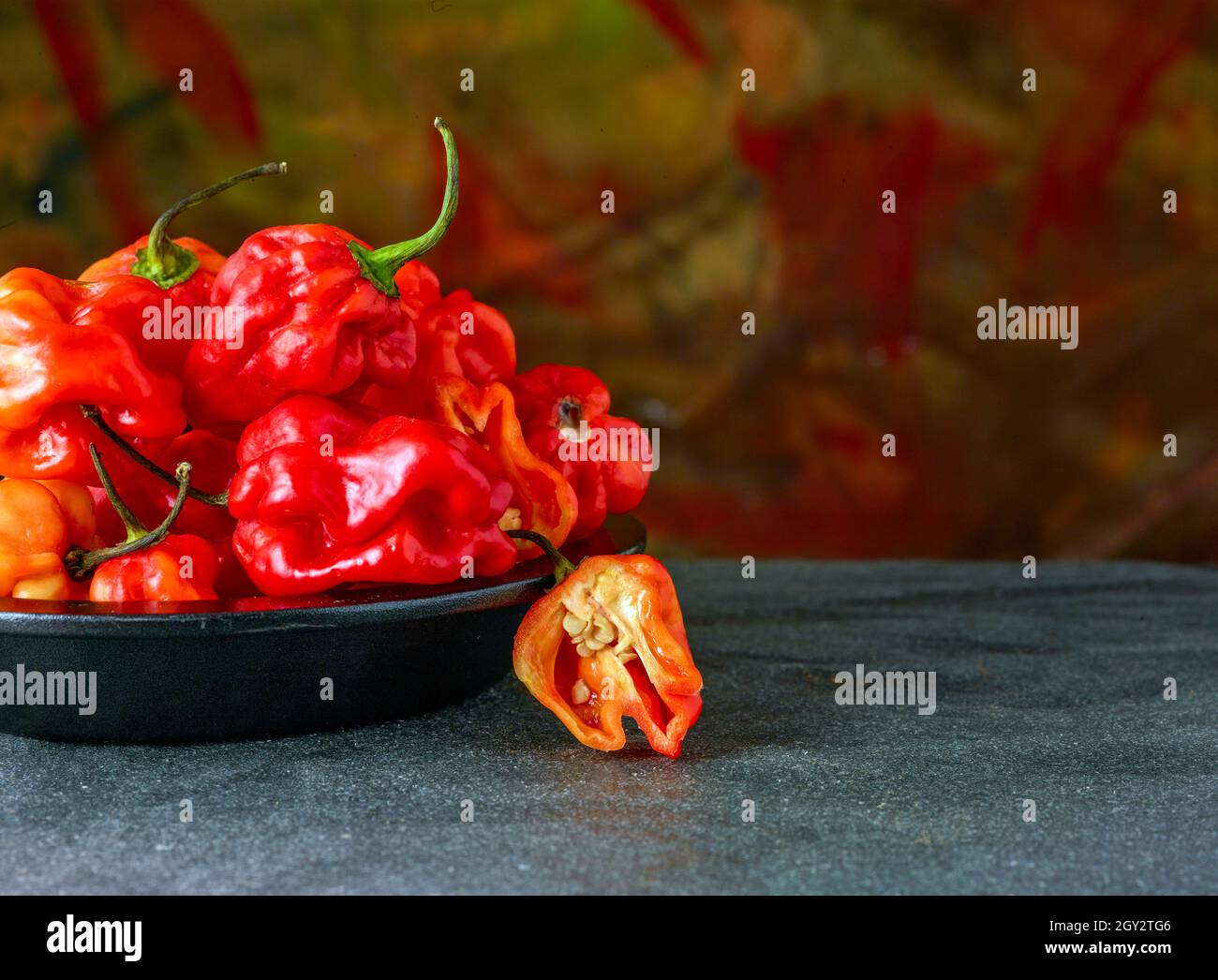 High resolution food ingredient still-life of Scotch Bonnet Peppers, on ...