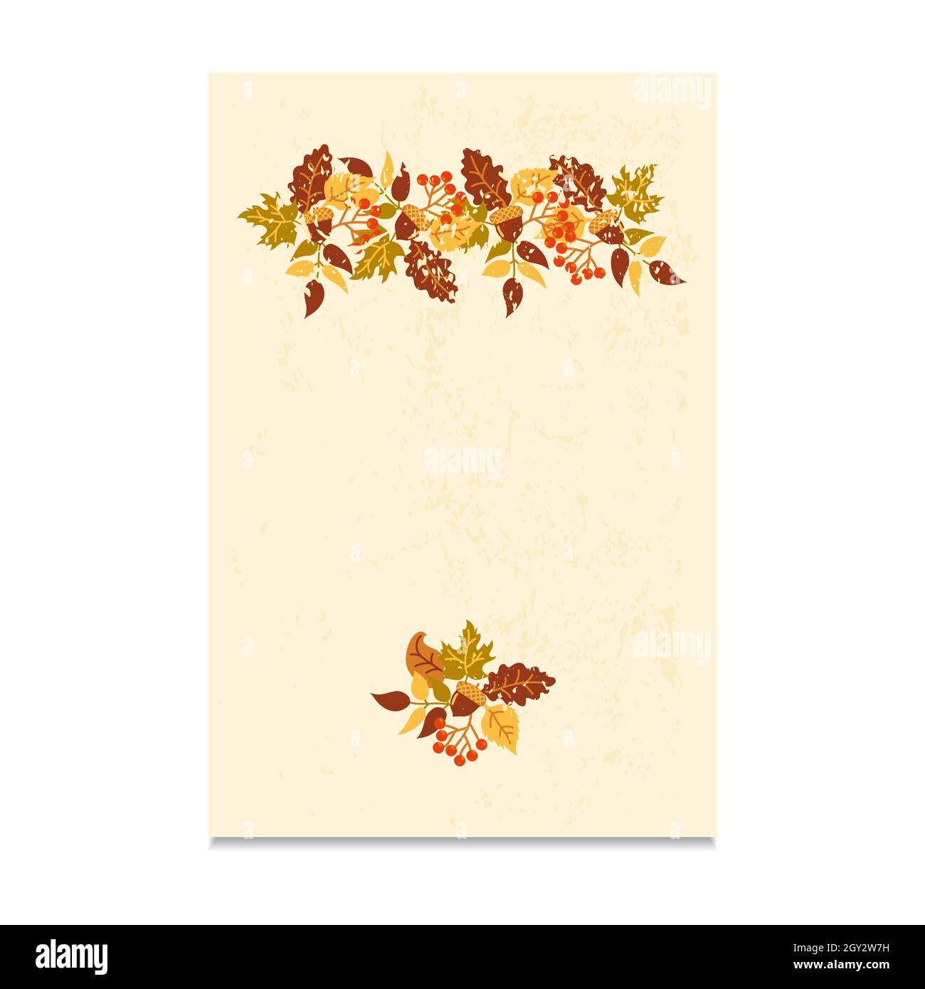 Autumn beige grunge background with autumn leaves. Orange, yellow, red ...