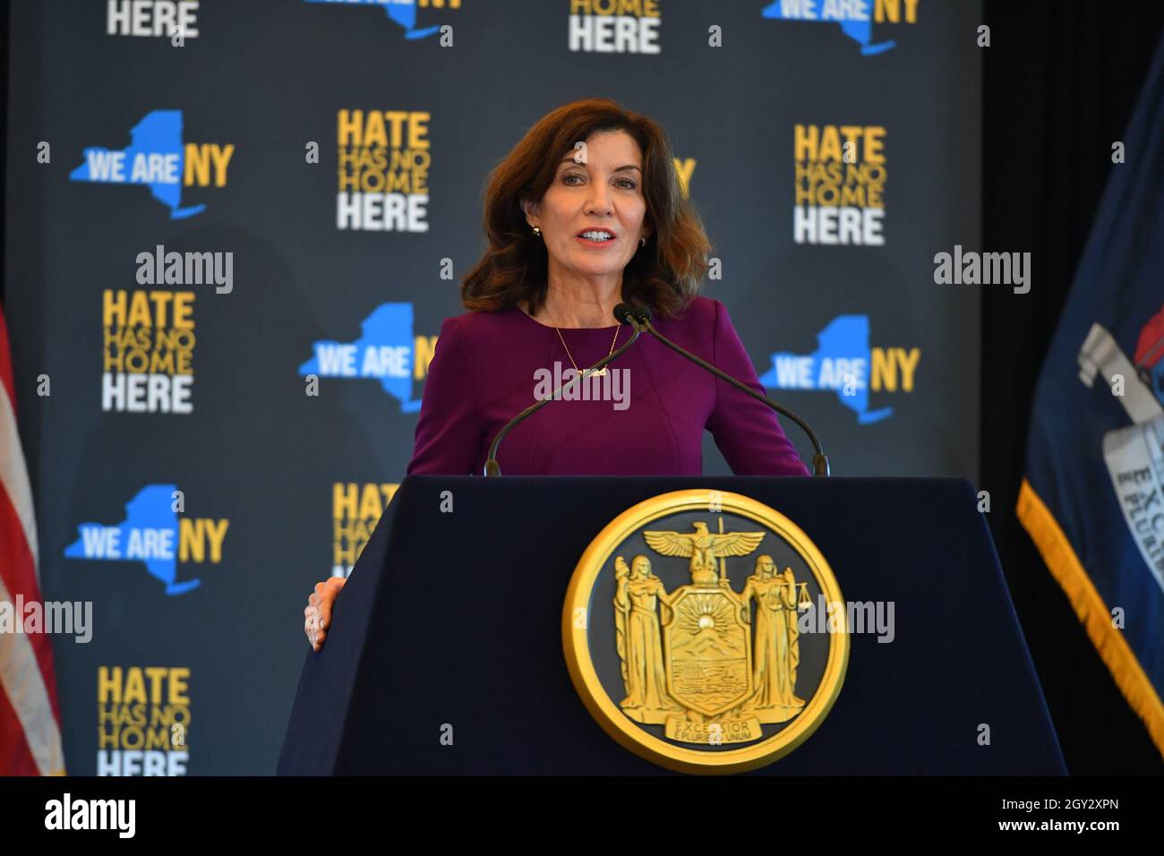 Governor Kathy Hochul makes an announcement at the Museum of Jewish ...