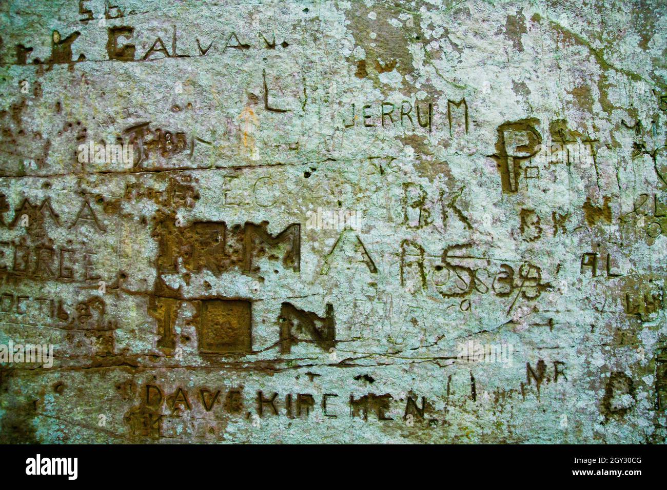 Old lettering obscured by rust and mold background Stock Photo - Alamy