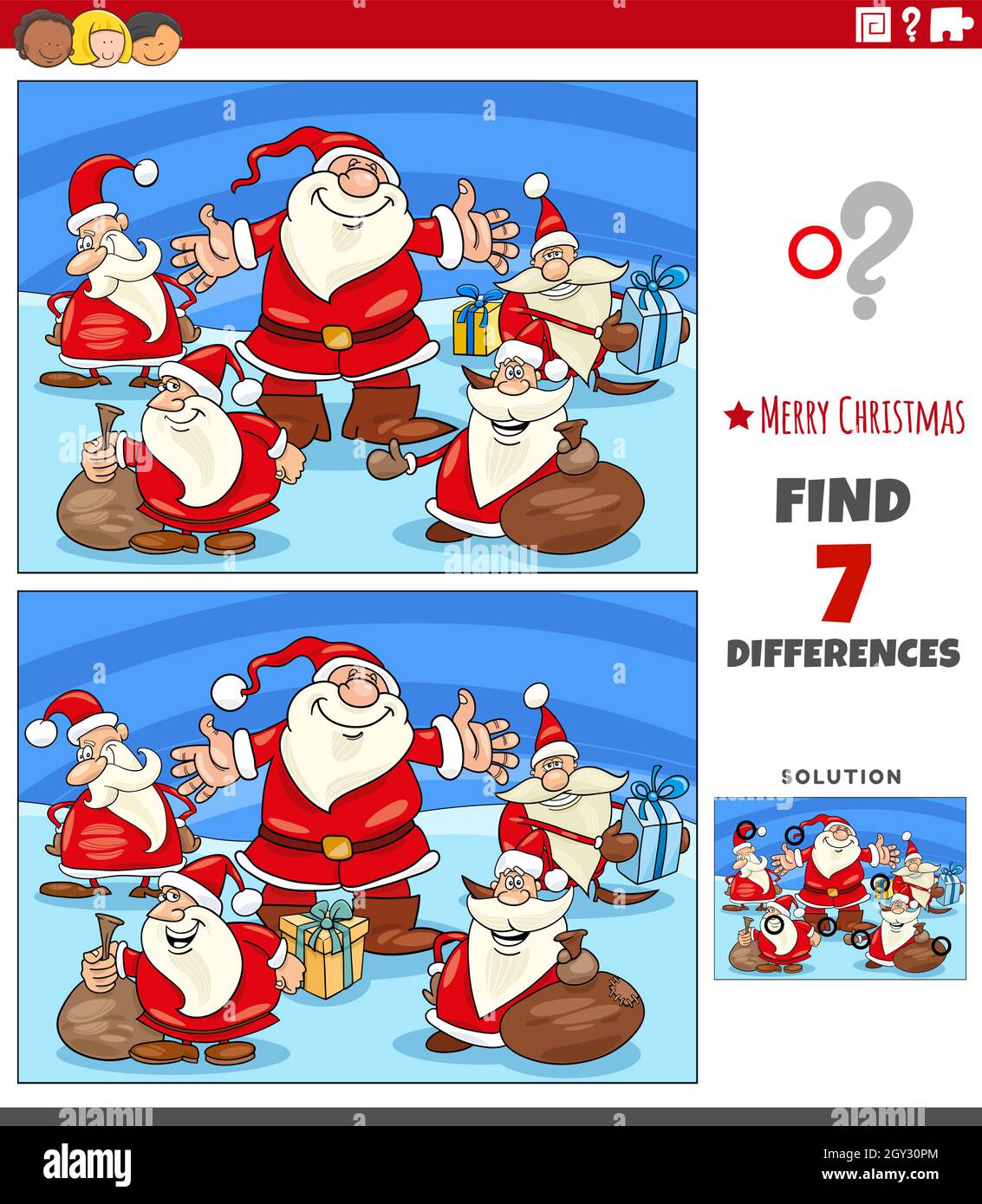 Cartoon illustration of finding differences between pictures ...