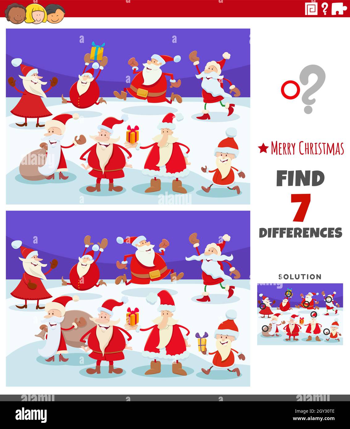 Cartoon illustration of finding differences between pictures ...