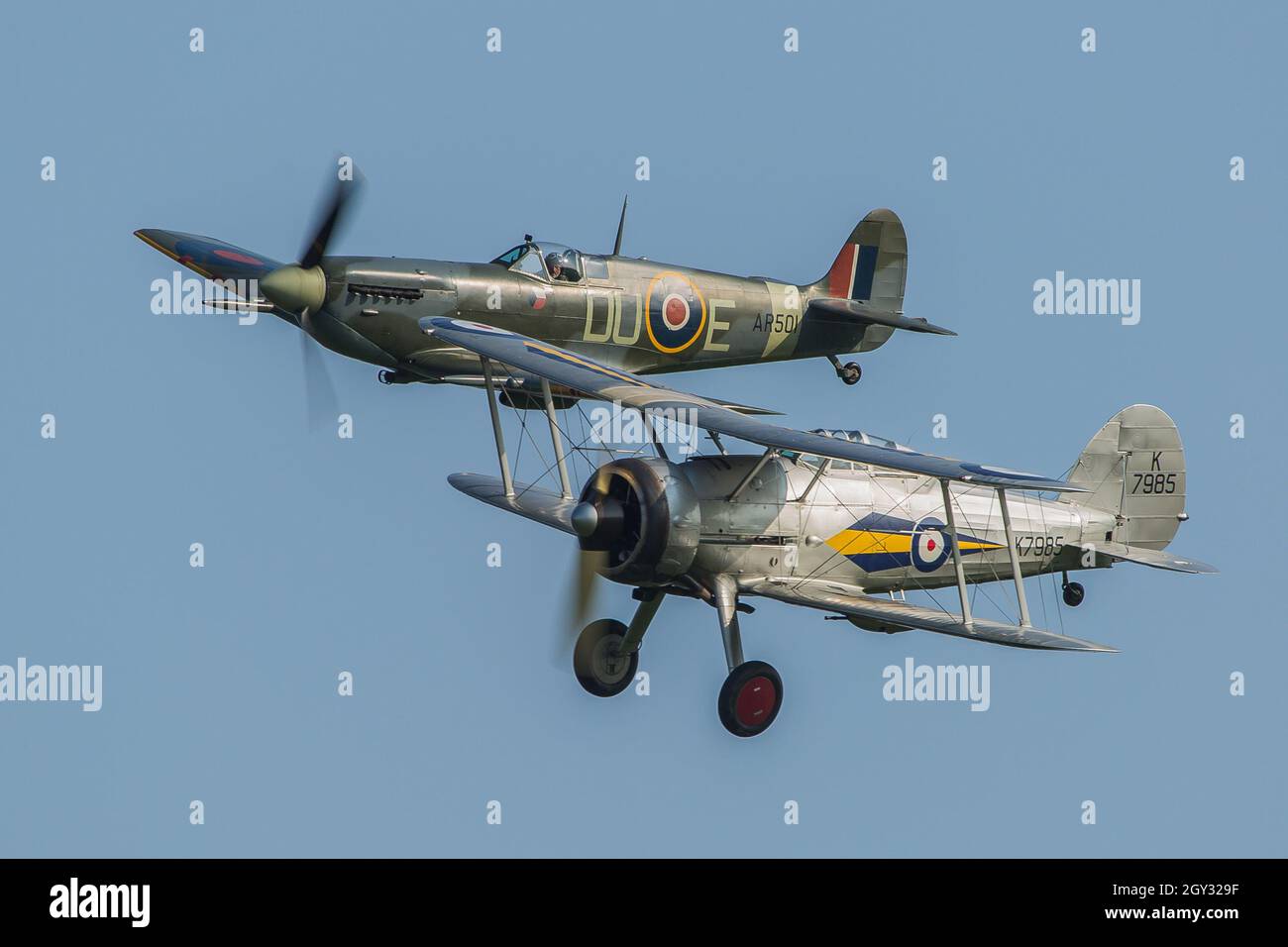 Royal Air Force Gloster Gladiator Vintage Biplane Fighter in formation ...