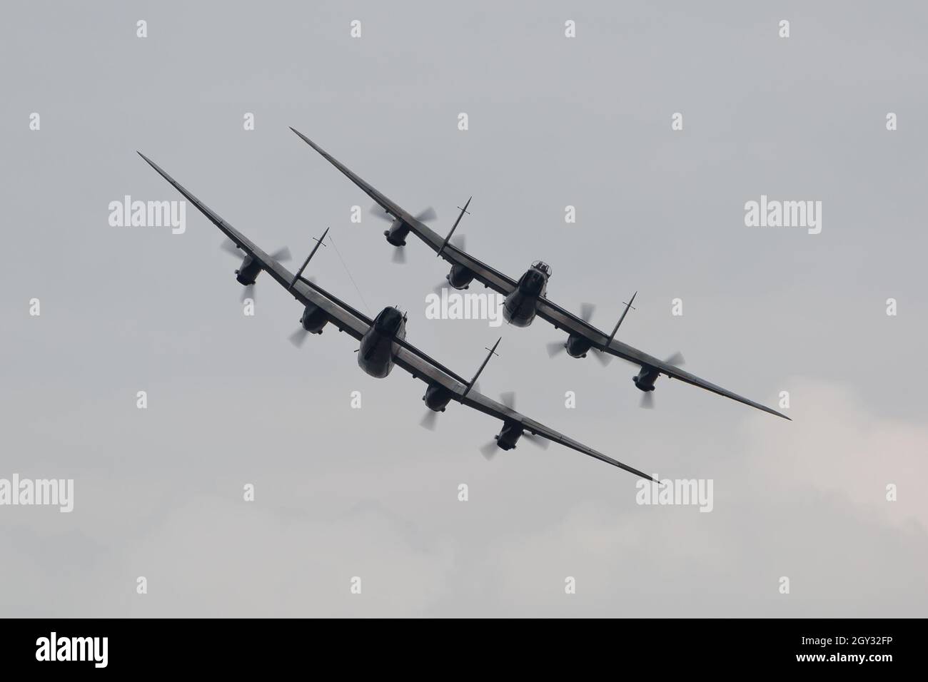 2 Lancaster Bombers in formation at IWM Duxford Airshow Stock Photo - Alamy