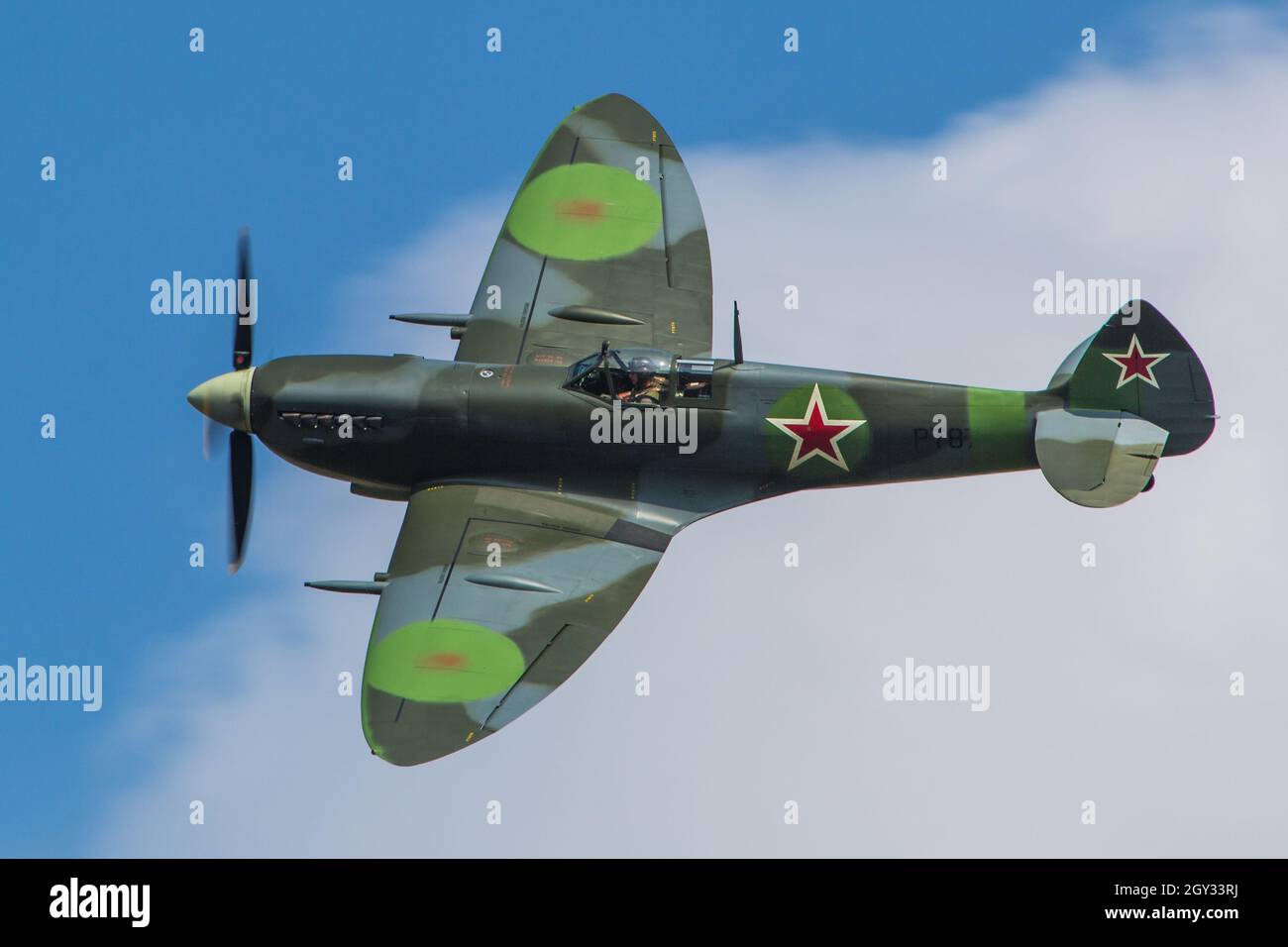 Russian Air Force Spitfire at Shuttleworth Old Warden Stock Photo - Alamy