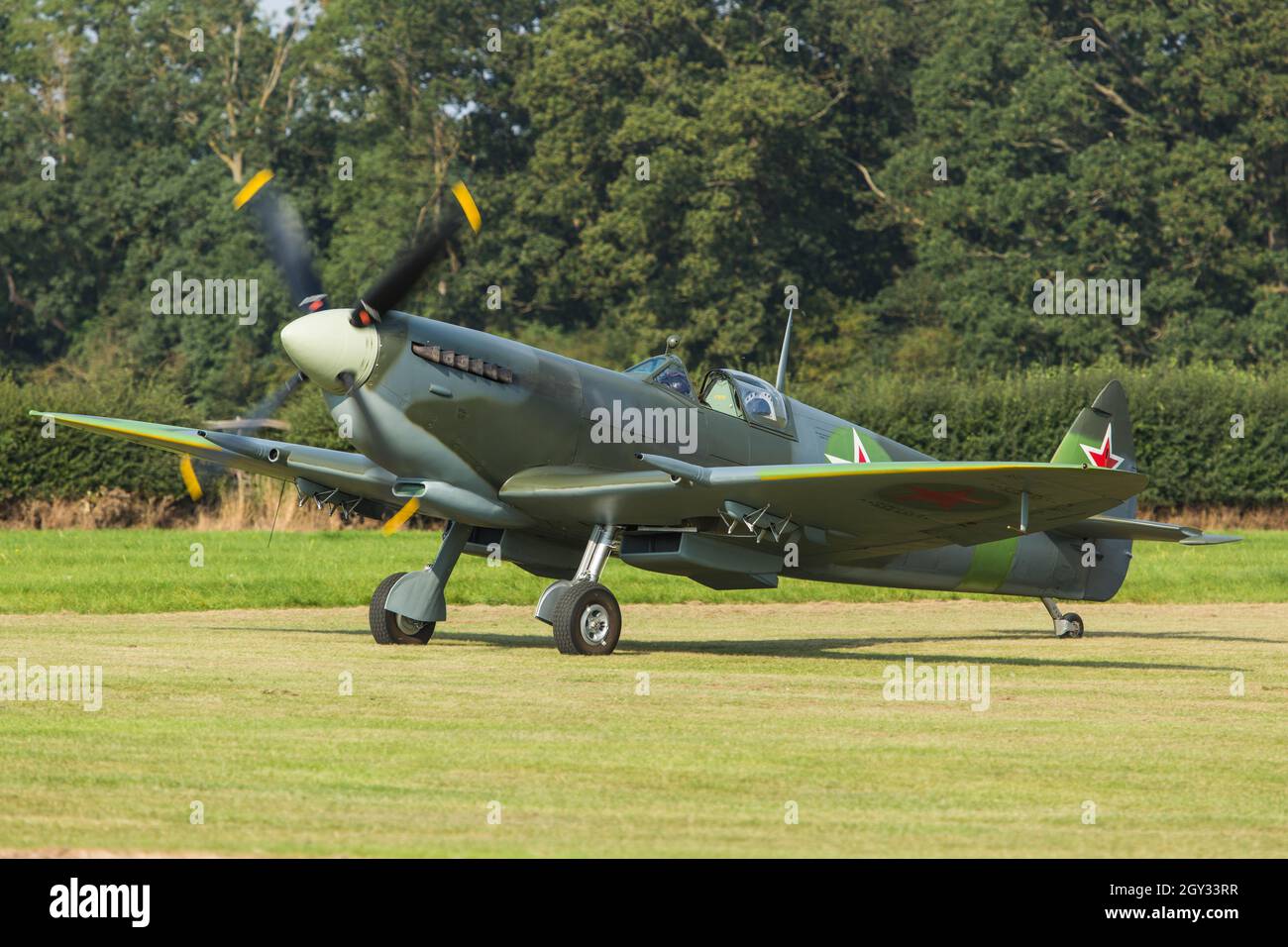 Russian Air Force Spitfire at Shuttleworth Old Warden Stock Photo - Alamy