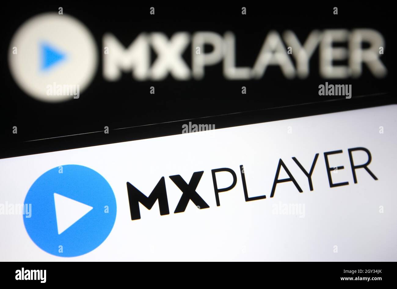 In this photo illustration, MX Player logo of an Indian video streaming ...