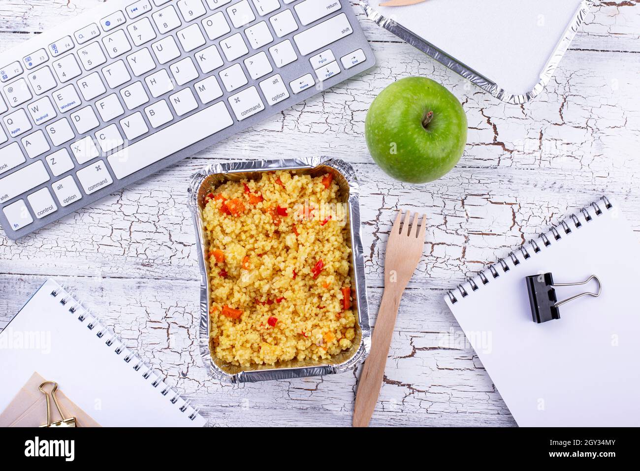 Lunch time in office. Food delivery Stock Photo - Alamy