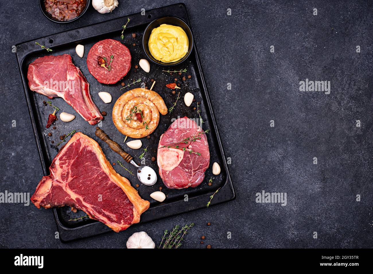 Assortment of various types of meat Stock Photo - Alamy