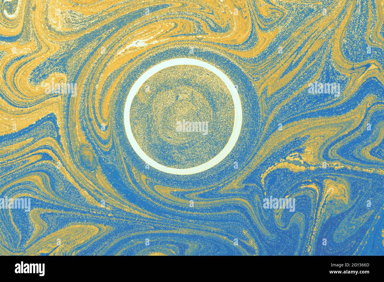 Abstract blue and gold mixed color texture with a round center Stock ...