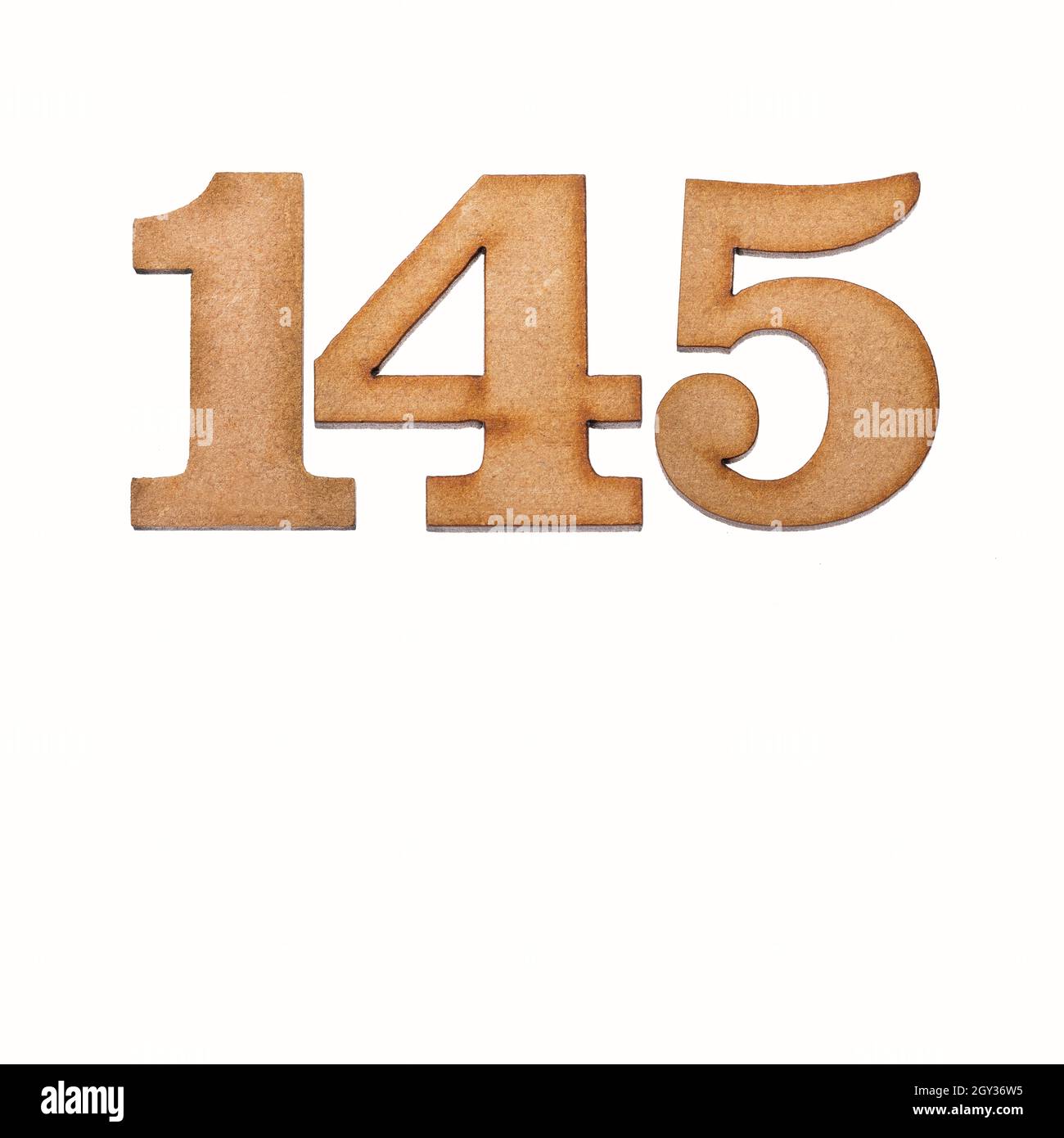 Number 145 - Piece of wood isolated on white background Stock Photo - Alamy