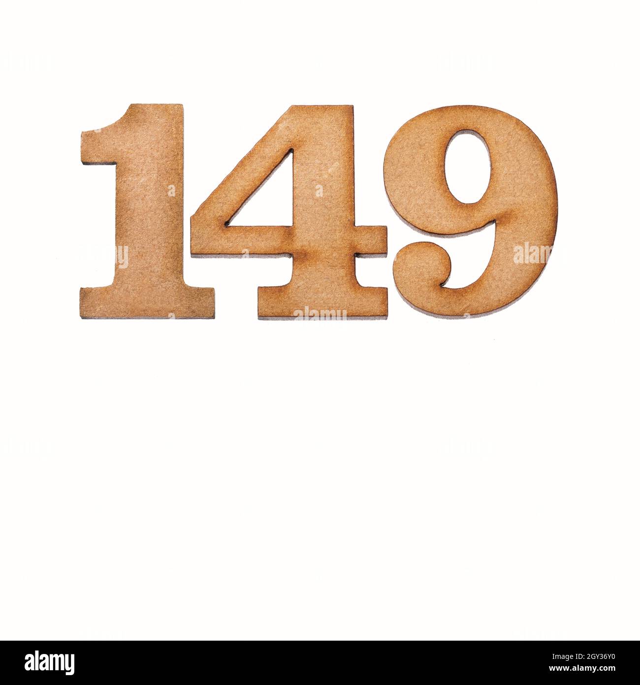 Number 149 - Piece of wood isolated on white background Stock Photo - Alamy
