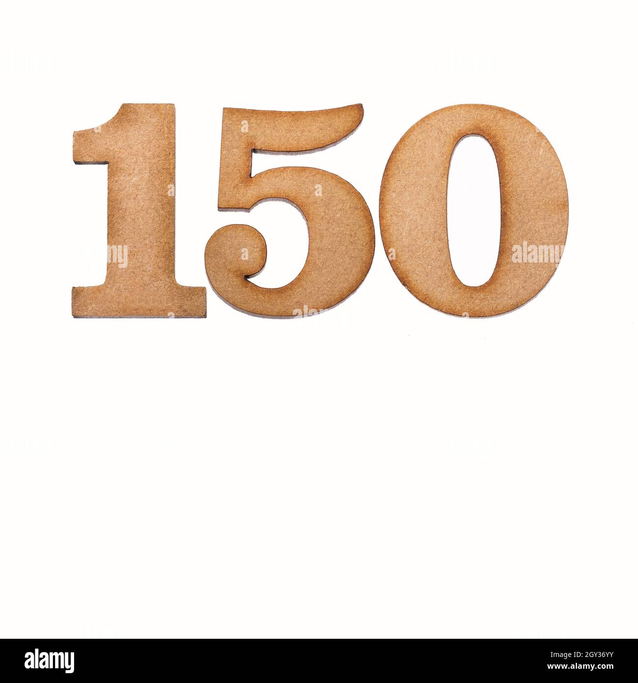 Number 150 in wood, isolated on white background Stock Photo - Alamy