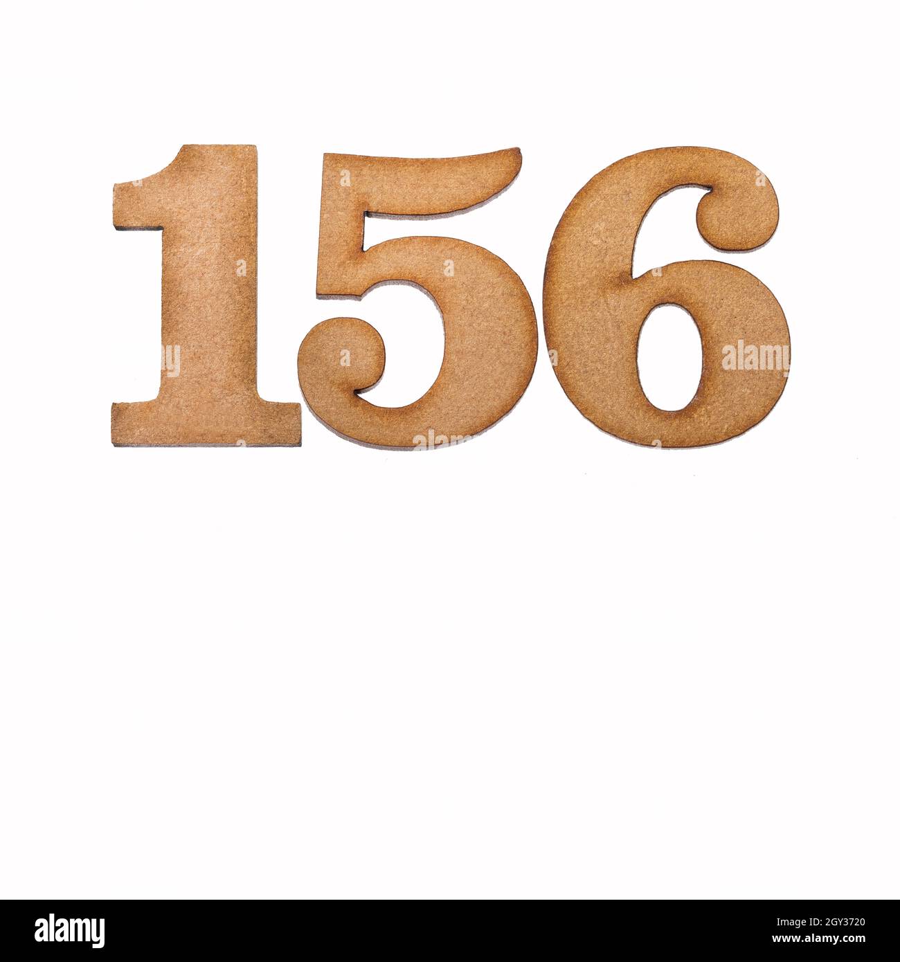Number 156 in wood, isolated on white background Stock Photo - Alamy
