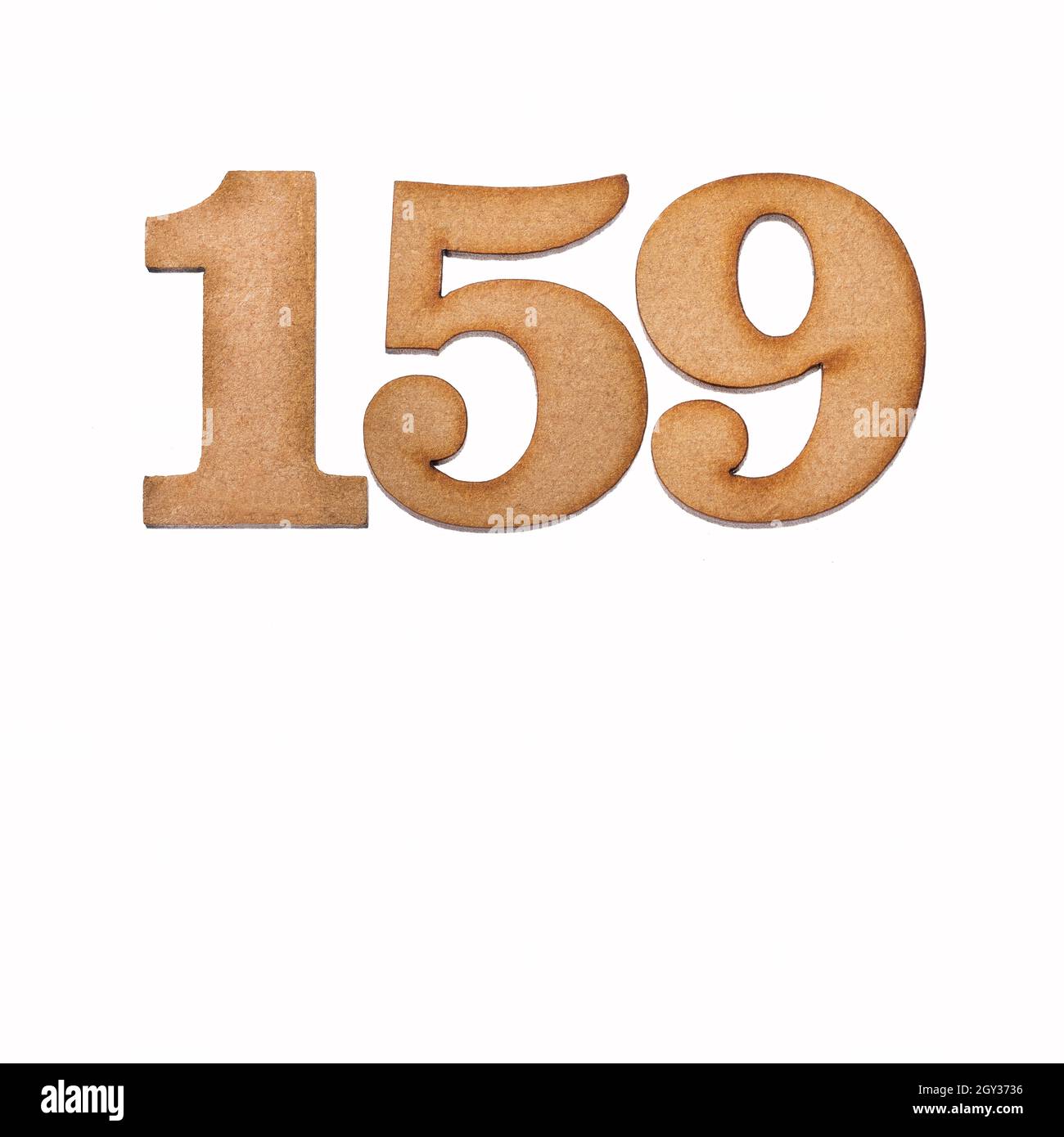 Number 159 - Piece of wood isolated on white background Stock Photo - Alamy
