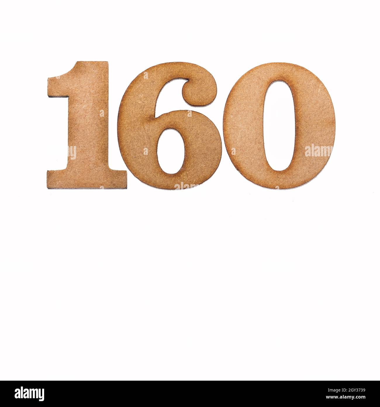 Number 160 in wood, isolated on white background Stock Photo - Alamy