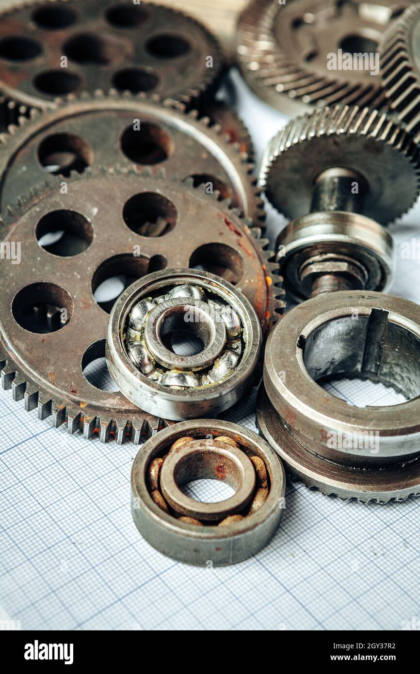 Car parts on graph paper for car engineering Stock Photo - Alamy