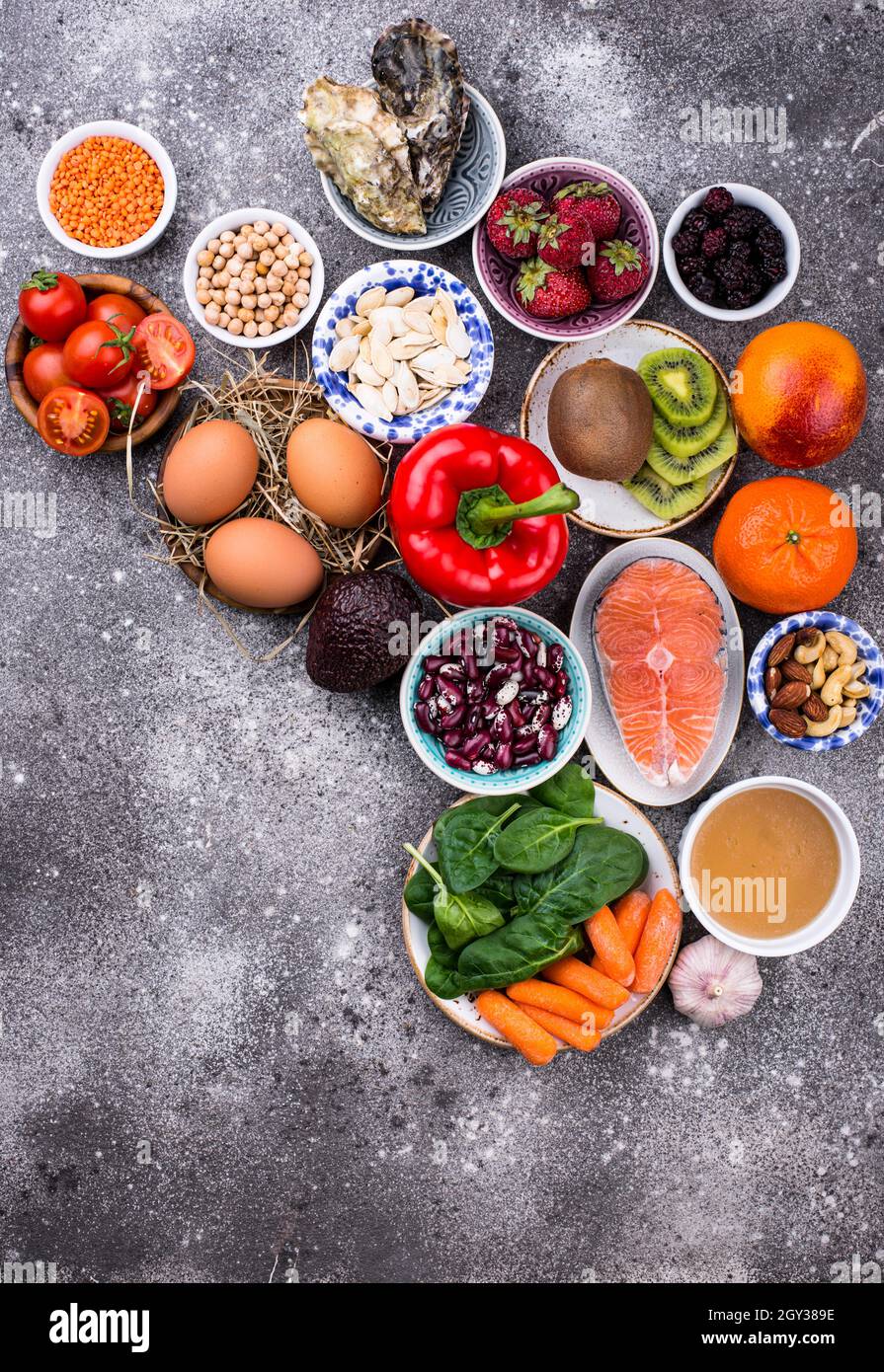 Food rich in collagen. Healthy products Stock Photo - Alamy