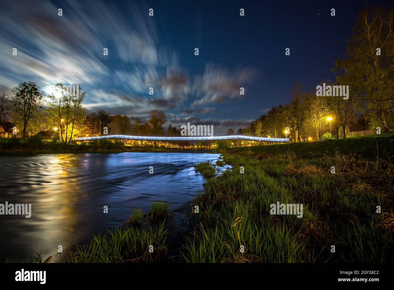 Long exposure night view of the river Stock Photo - Alamy