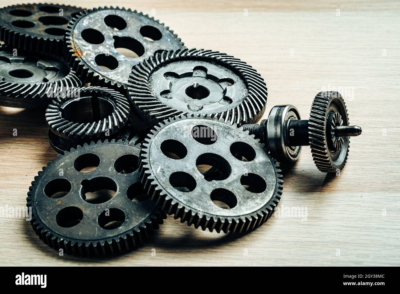 Gears from an old industrial machine Stock Photo - Alamy