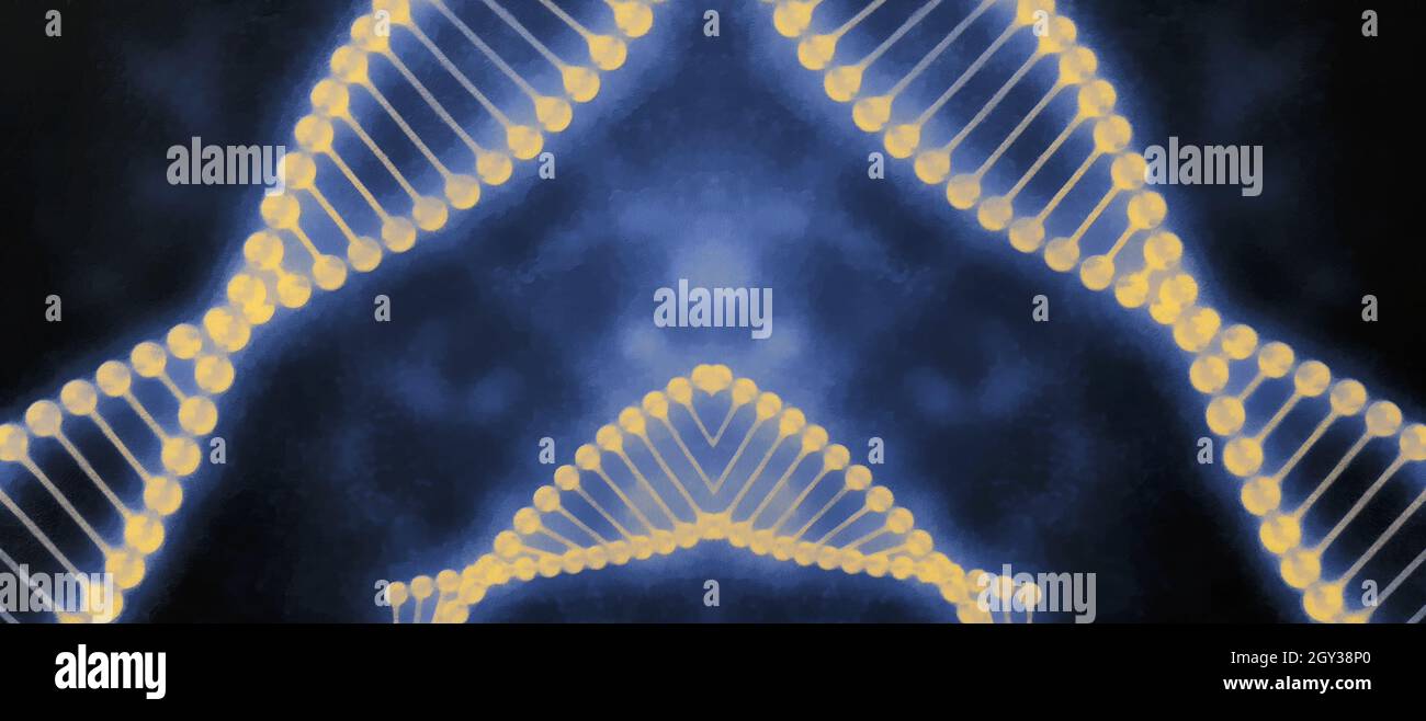 Golden DNA spiral on a dark background. Artistic work Stock Photo - Alamy